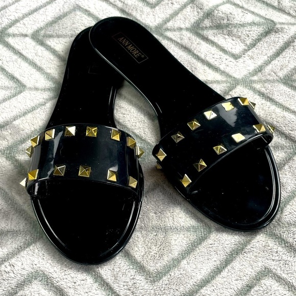 Ann More | Shoes | Ann More Black Jelly Studded Slides Size 9 | Poshmark